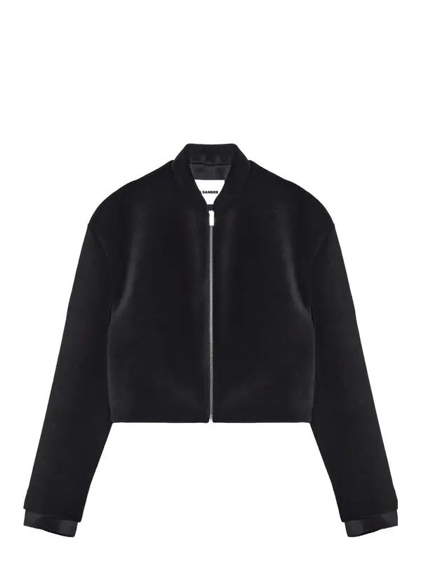 JIL SANDER Long Sleeve Bomber Jacket - Black