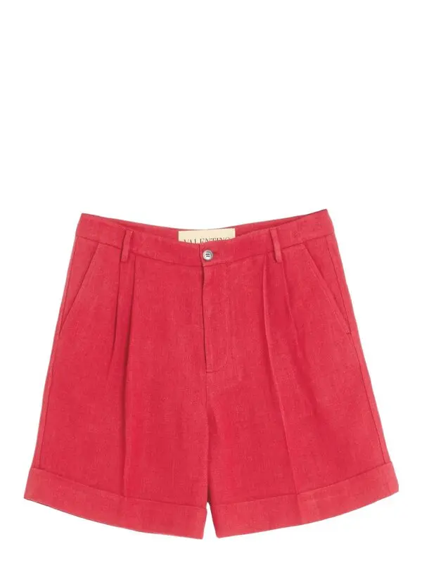 Valentino Garavani Cuffed Linen Bermuda Shorts - Cherry Red