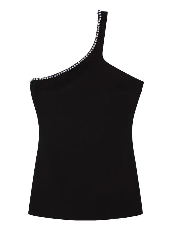 Stella McCartney One-shoulder Embellished Top - Black