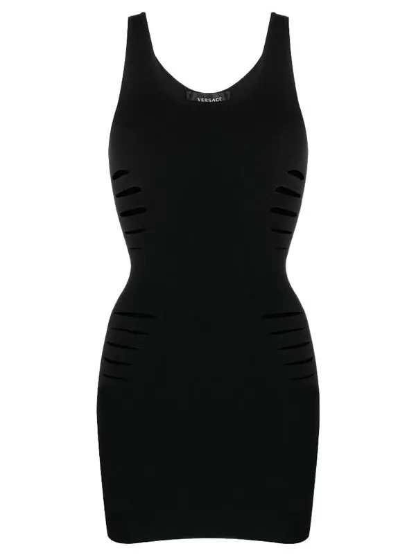 Versace Sleeveless Knitted Dress With Cut-out Details - Black