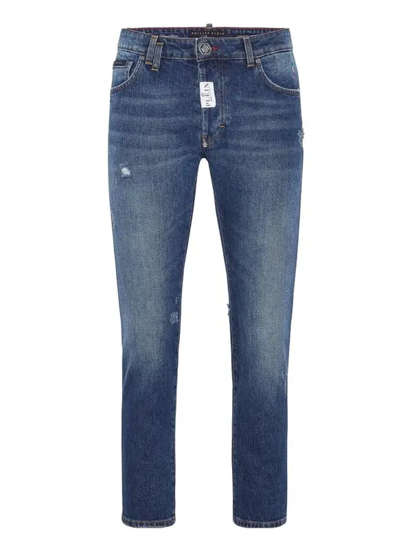 Philipp Plein Distressed Skinny Fit Jeans - Blue