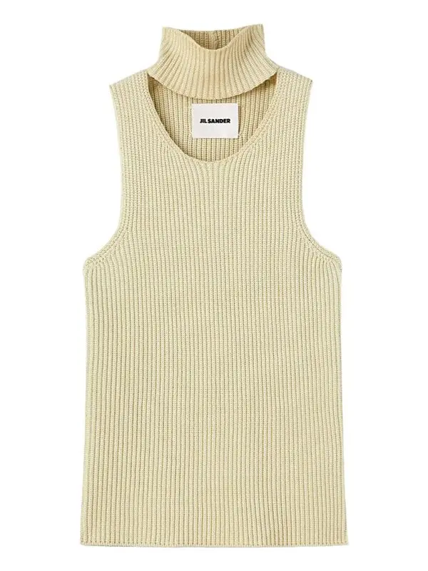 JIL SANDER High-neck Cut-out Knitted Vest - Nude