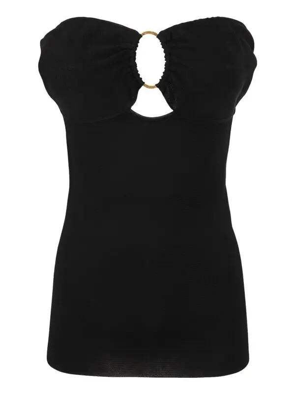 TOM FORD Strapless Cut-out Knit Top With Back Tie Detail - Black