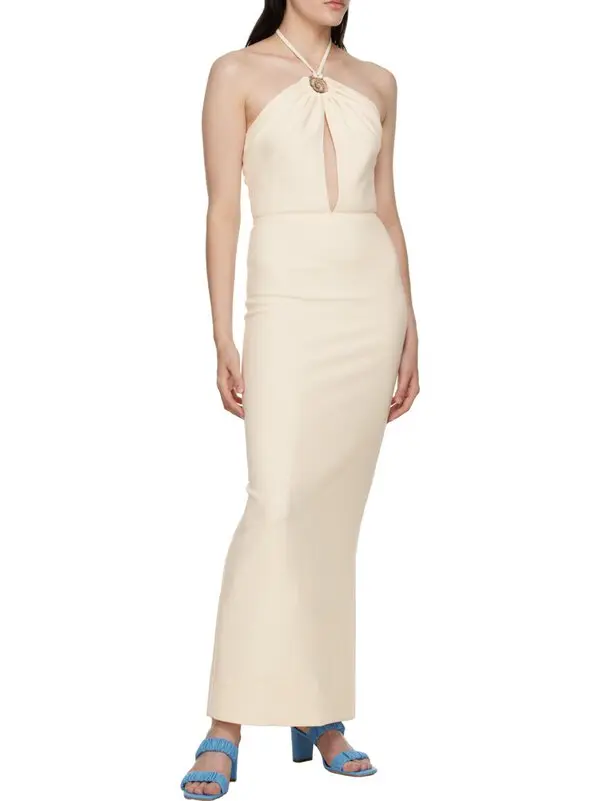 Staud Sleeveless Halterneck Maxi Dress - Nude