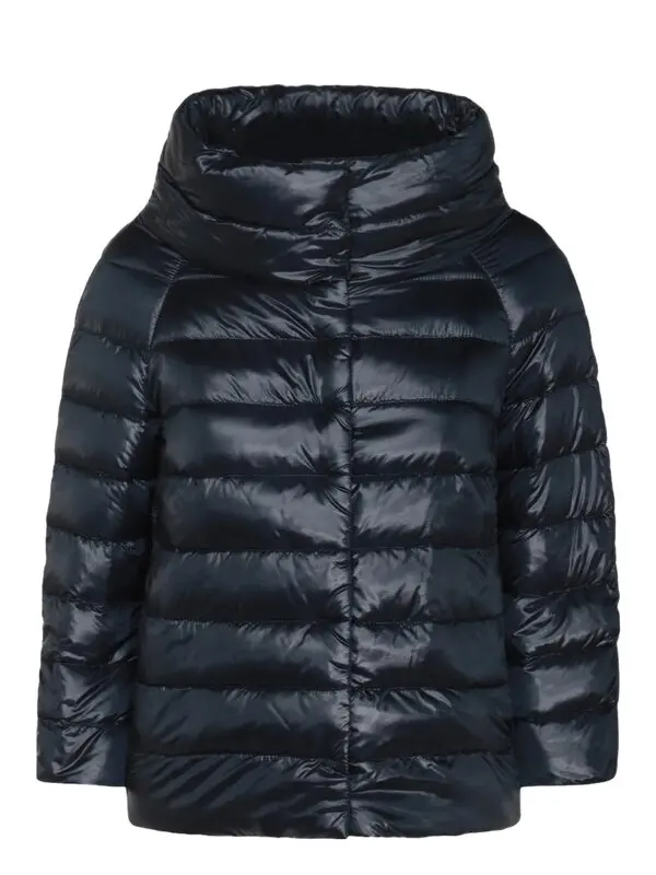 Herno Funnel Neck Down Jacket With Quilted Details - Black