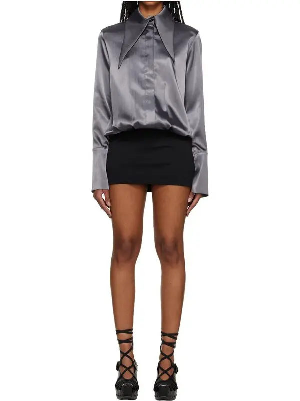 16Arlington Pointed Collar Striped Dress - Gray