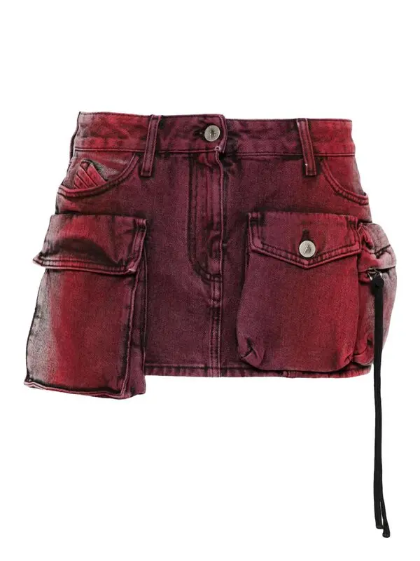 Attico Low-rise Cargo Denim Mini Skirt - Nude