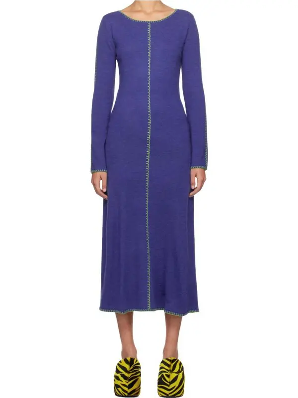 SIMONMILLER Round Neck Dress With Seam Detailing - Blue