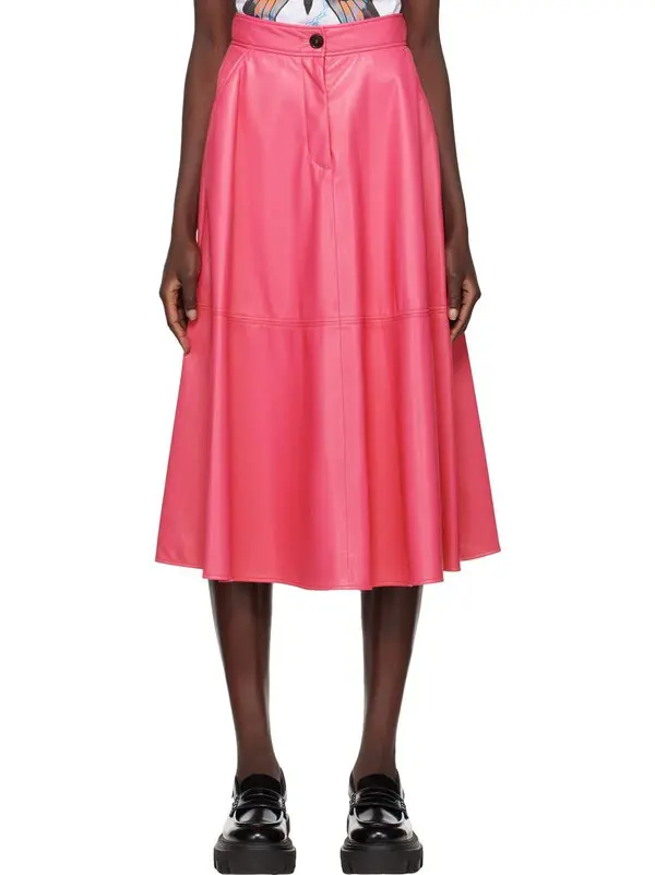 MSGM Faux-leather A-line Midi Skirt - Red