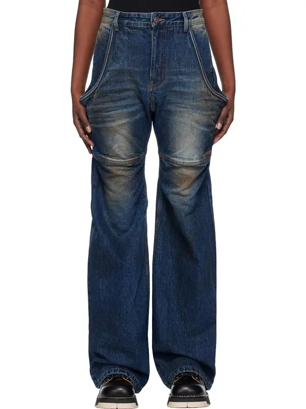 We11Done Mid-rise Wide-leg Jeans With Sculptural Wire Detail - Blue