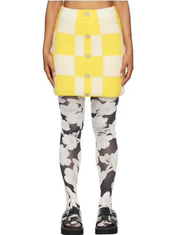Stine Goya Checkered Ribbed Knit Mini Skirt - White
