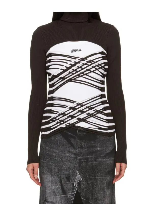 JEAN PAUL GAULTIER Long Sleeve Turtleneck Sweater - Black