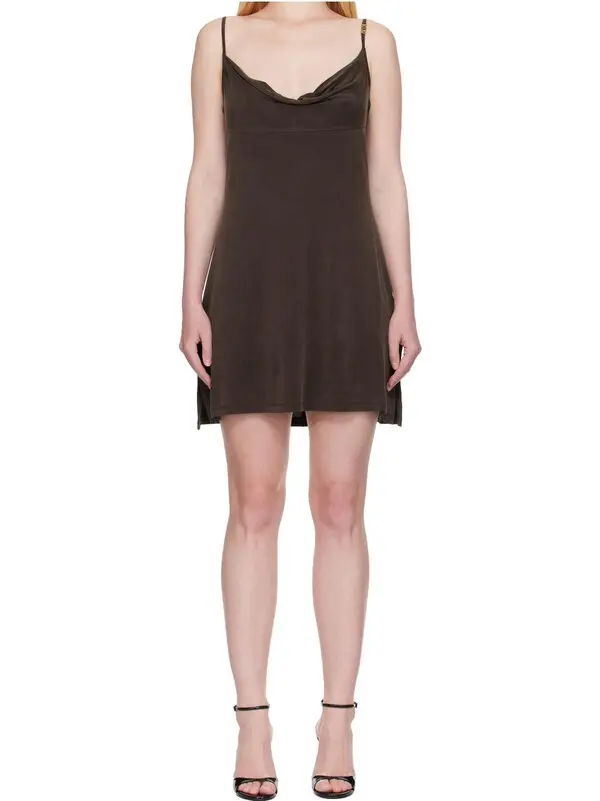 Versace Draped Neckline Suspender Dress - Black