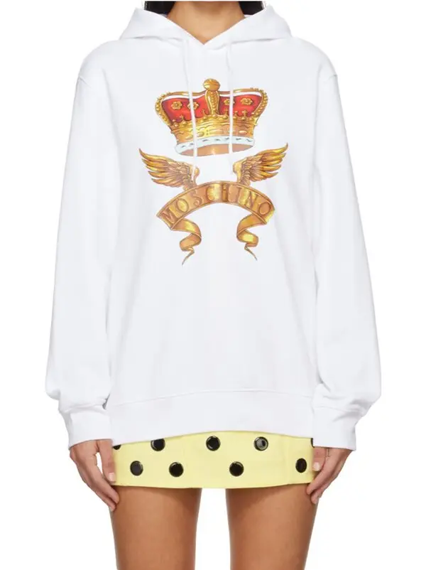 Moschino Long Sleeve Hooded Sweatshirt - White