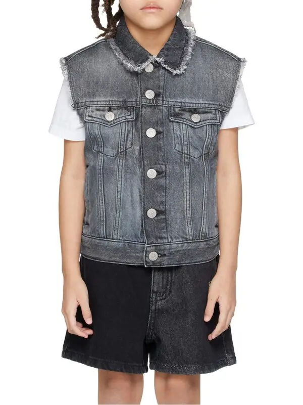 MAISON MARGIELA Frayed Denim Vest - Grey