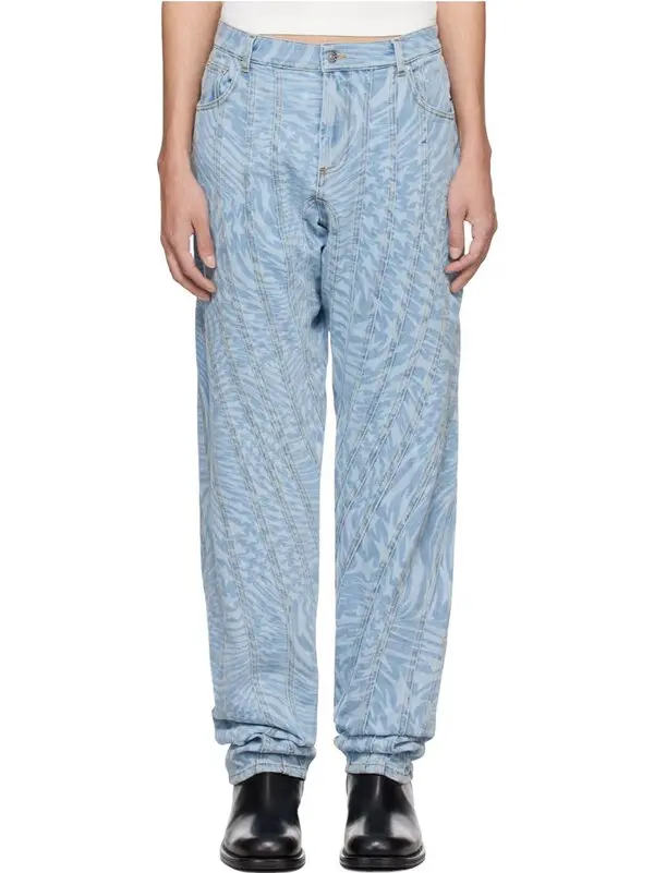 MUGLER Star-print Tapered Jeans - Blue