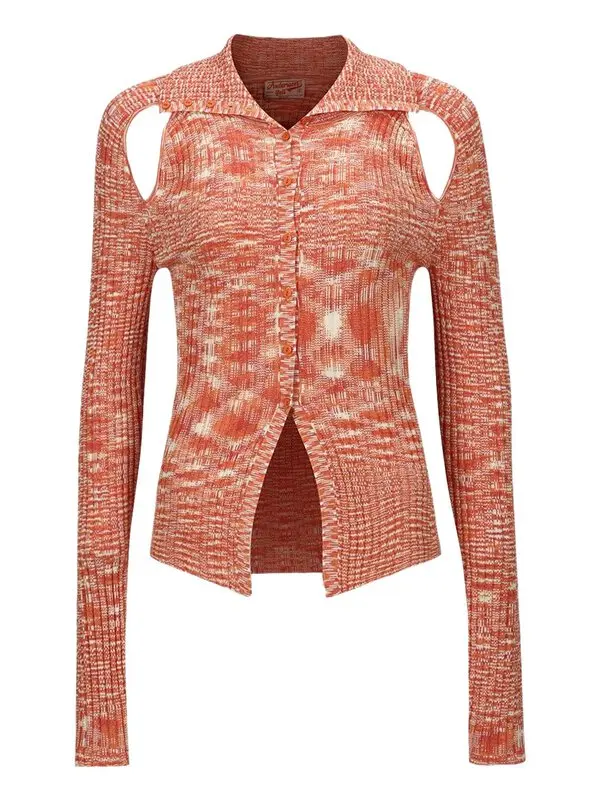 Andersson Bell Cut-out Ribbed Knit Cardigan - Orange