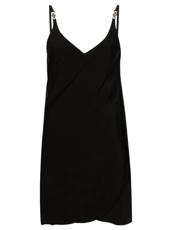 Versace Medusa Plaque Sleeveless Wrap Dress - Black