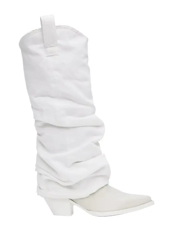 R13 Distressed Cowboy Boots - White