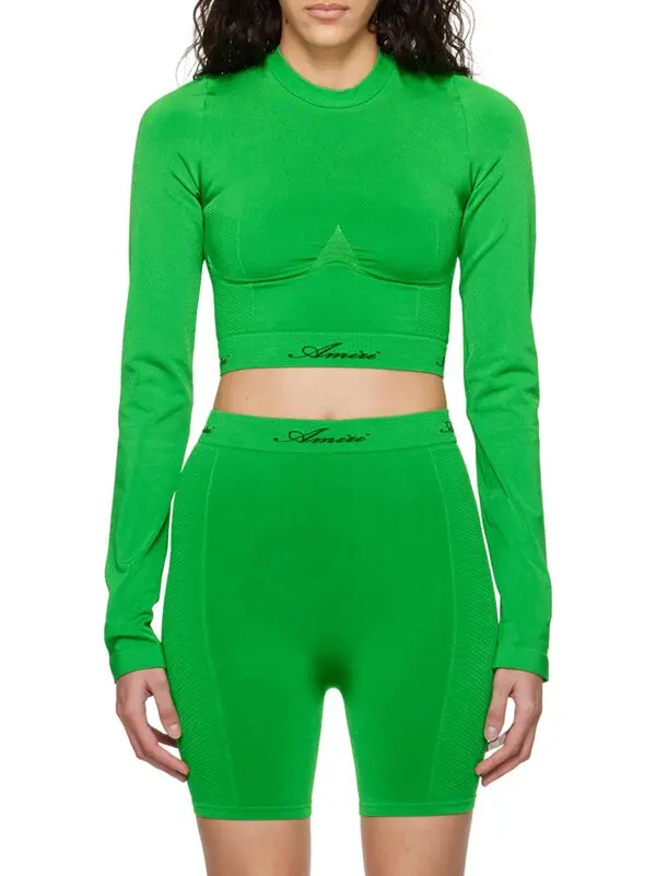 Amiri Logo Ribbed Long Sleeve T-shirt - Fern Green