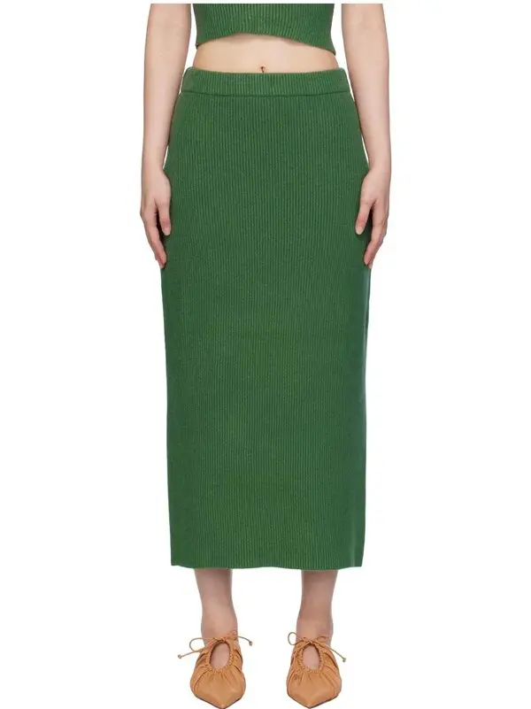 BY MALENE BIRGER Ribbed Midi Skirt - Green