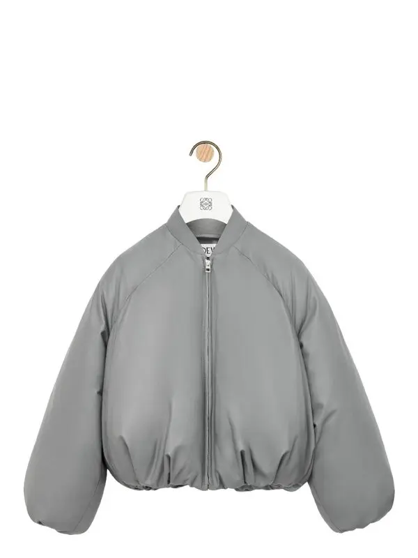 Loewe Padded Bomber Jacket In Nappa Lambskin - Grey