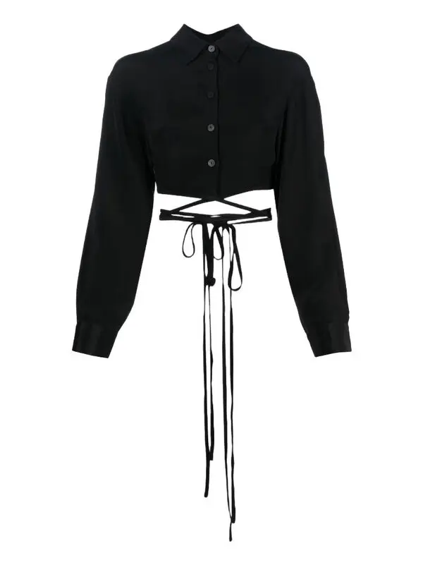 Christopher Esber Tied-waist Cropped Shirt - Black