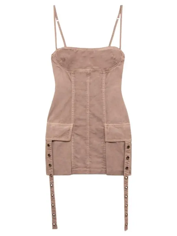 Blumarine Fitted Canvas Mini Dress With Pocket Detail - Nude