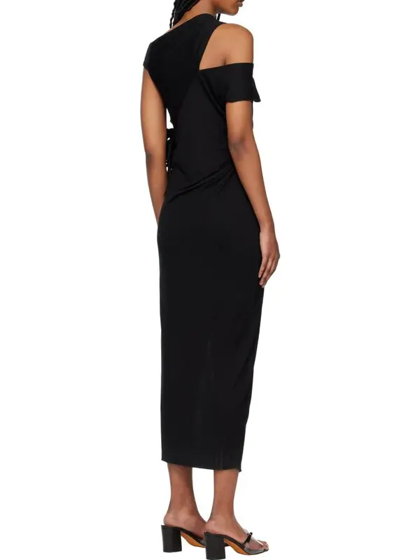 Helmut Lang Asymmetrical Neckline Midi Dress - Black