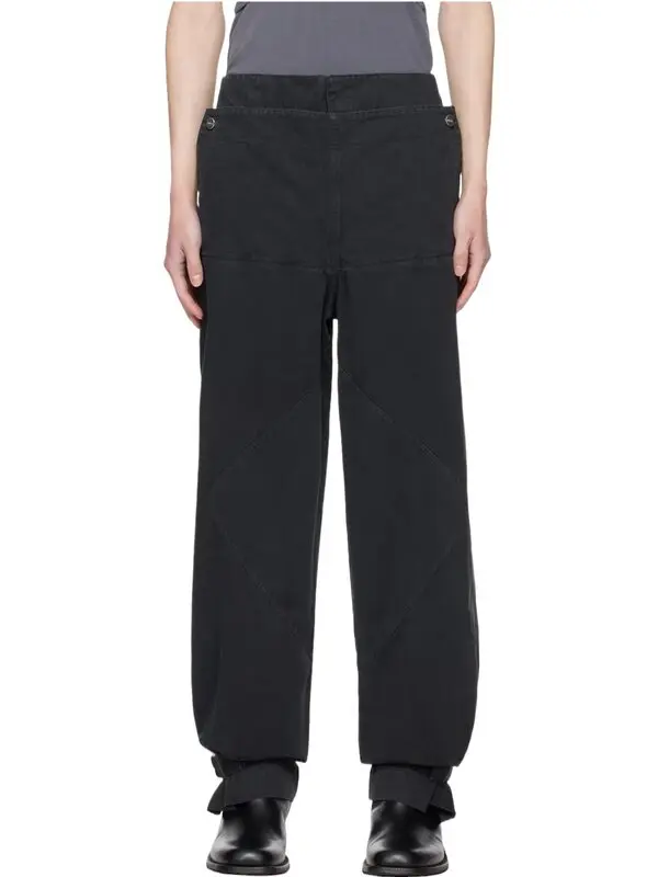 DION LEE Belted Layered Trousers - Black