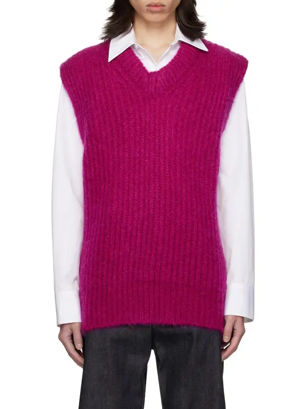 JIL SANDER V-neck Sleeveless Knitted Vest - Pink