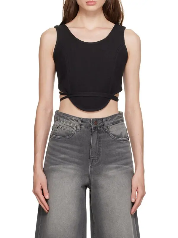 LOW CLASSIC Round Collar Logo Vest - Black