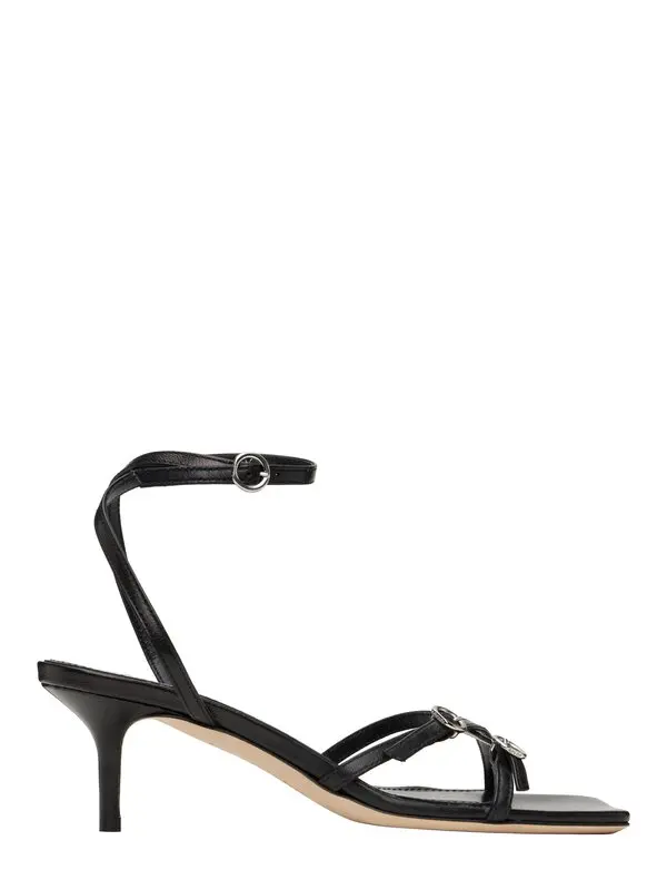 AeydĒ Libby Leather Kitten Heeled Sandals - Black