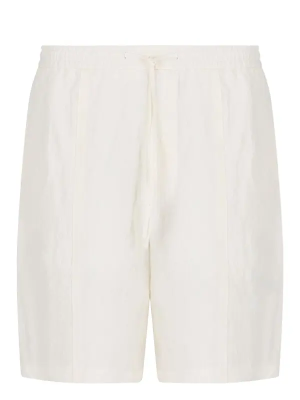 Emporio Armani Drawstring Flax Bermuda Shorts - White
