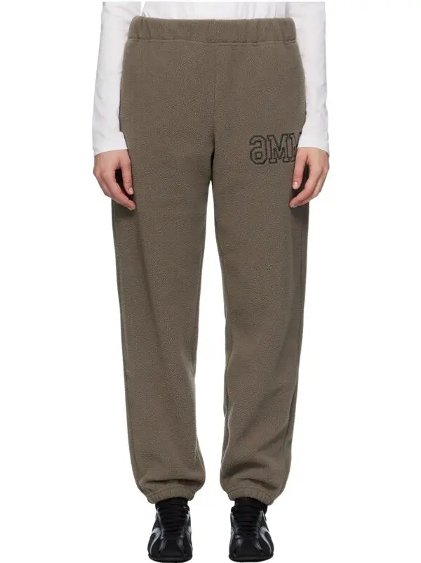 MAISON MARGIELA Grey Fleece Logo Track Pants - Green