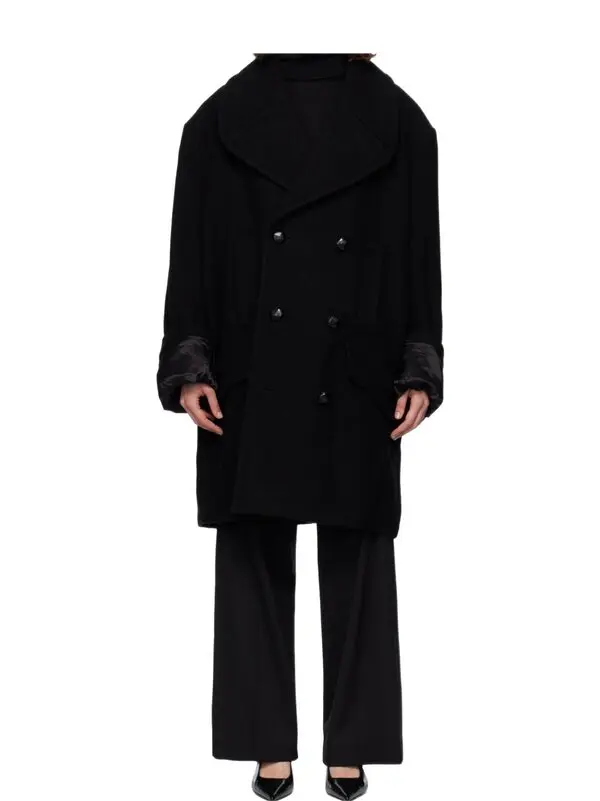 MAISON MARGIELA Double-breasted Oversized Coat - Black