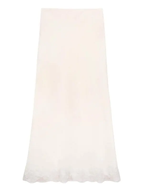 Rixo Midi Skirt With Lace Hem - White