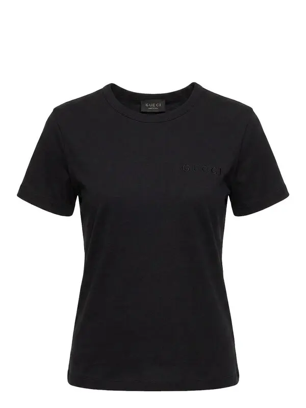 Gucci Cotton Jersey T-shirt With Embroidered Logo - Black
