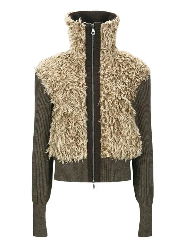 Andersson Bell Fur Combo Knit Cardigan - Brown