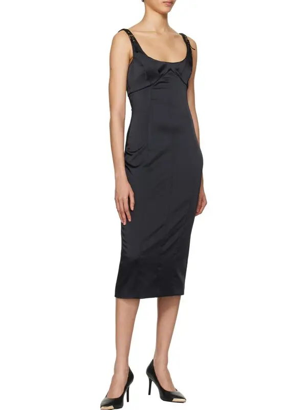 Versace Baroque Buckle Midi Dress - Black