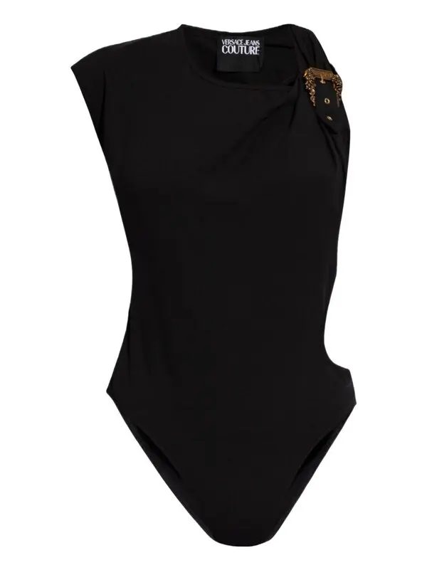 Versace Bodysuit With Gold Buckle Detail - Black