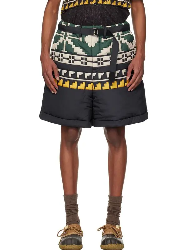 Sacai Pattern Shorts With Belted Waist - Multicolor