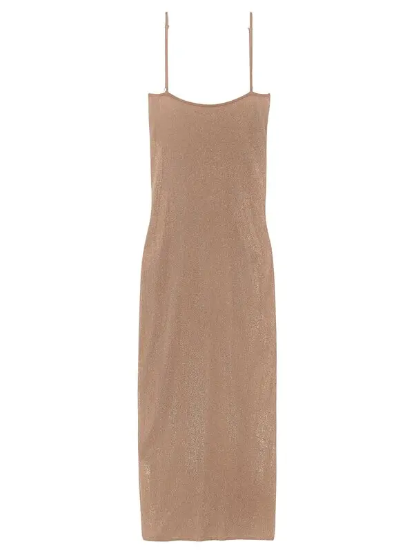 Alexander Wang Straight-neck Dress With Transparent Bead Embellishments - Nude