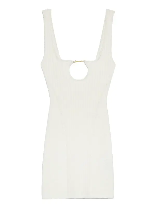 Jacquemus Ribbed Mini Dress With Keyhole Neckline - White