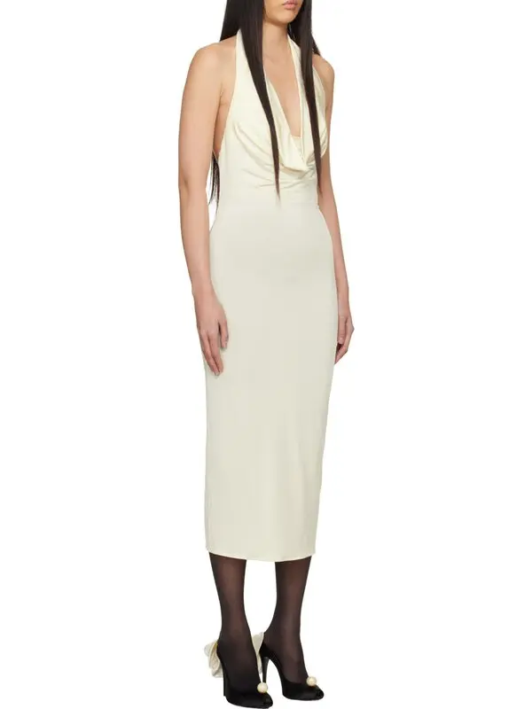 Magda Butrym Sleeveless Halterneck Dress With Draping - White