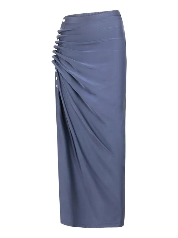 Rabanne Draped Detail Midi Skirt - Gray