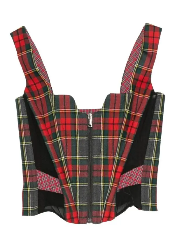 VIVIENNE WESTWOOD Tartan Zip-up Corset Top - Red
