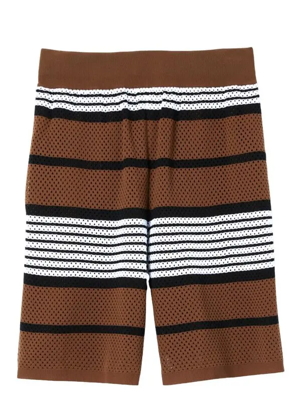 Burberry Striped Sports Nylon Mesh Knee-length Shorts - Brown