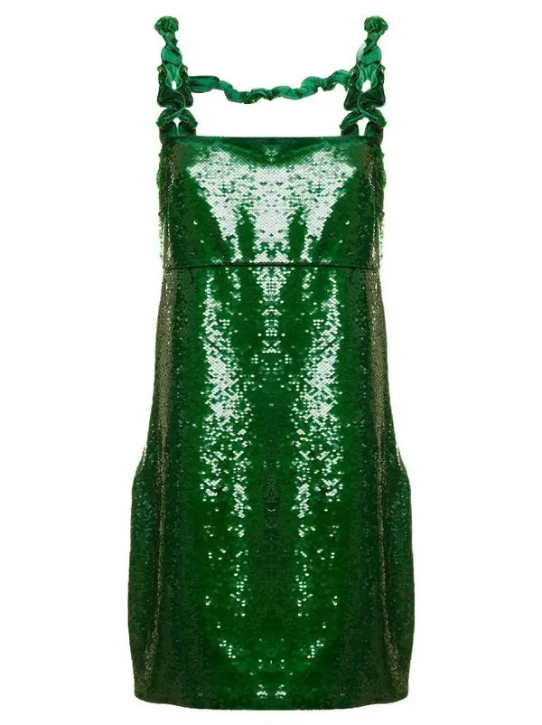 GANNI Sequined Sleeveless Mini Dress - Green