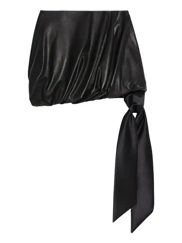 Helmut Lang Bubble Leather Miniskirt With Belted Detail - No